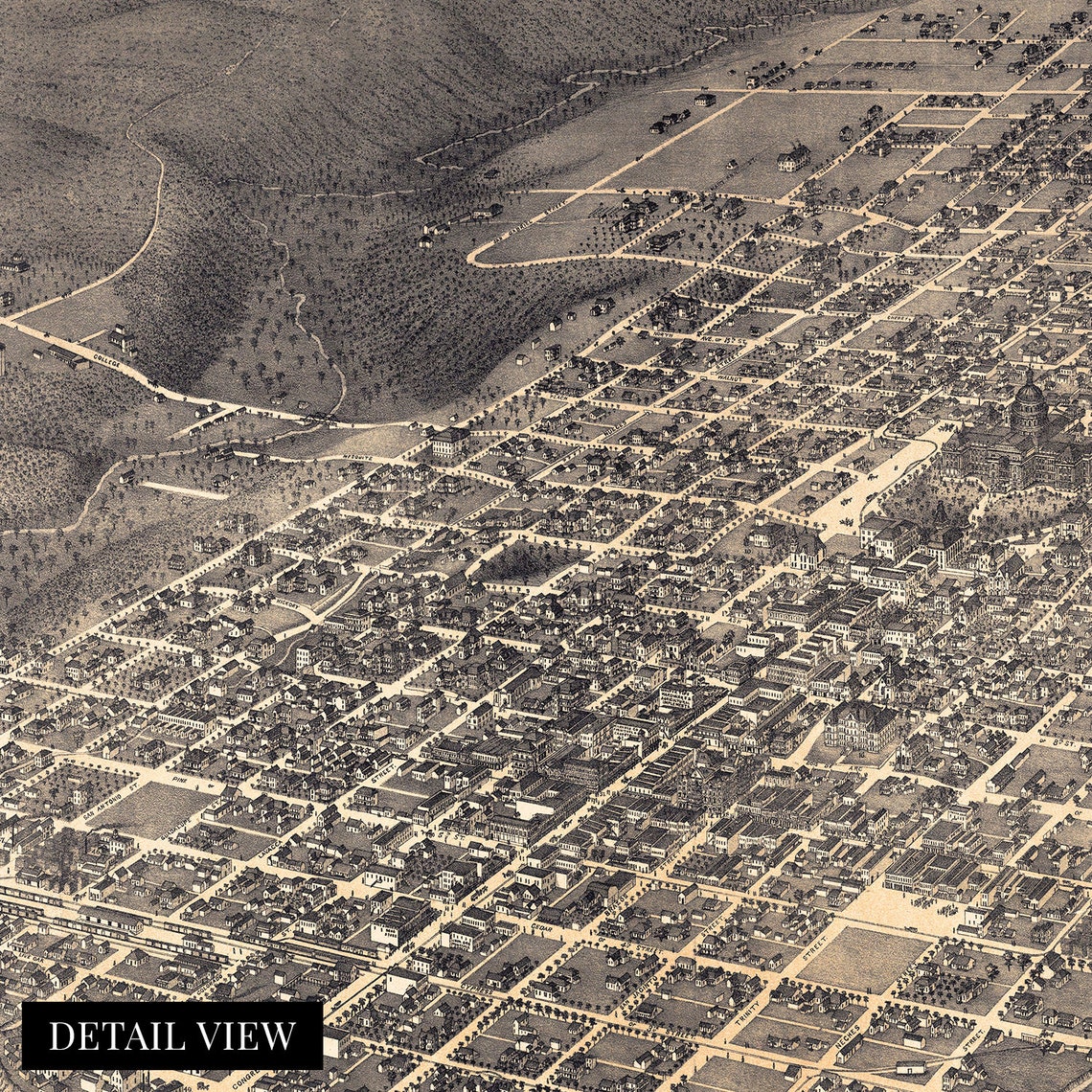 1887 Austin Texas Map Vintage Austin Texas Wall Art Old - Etsy