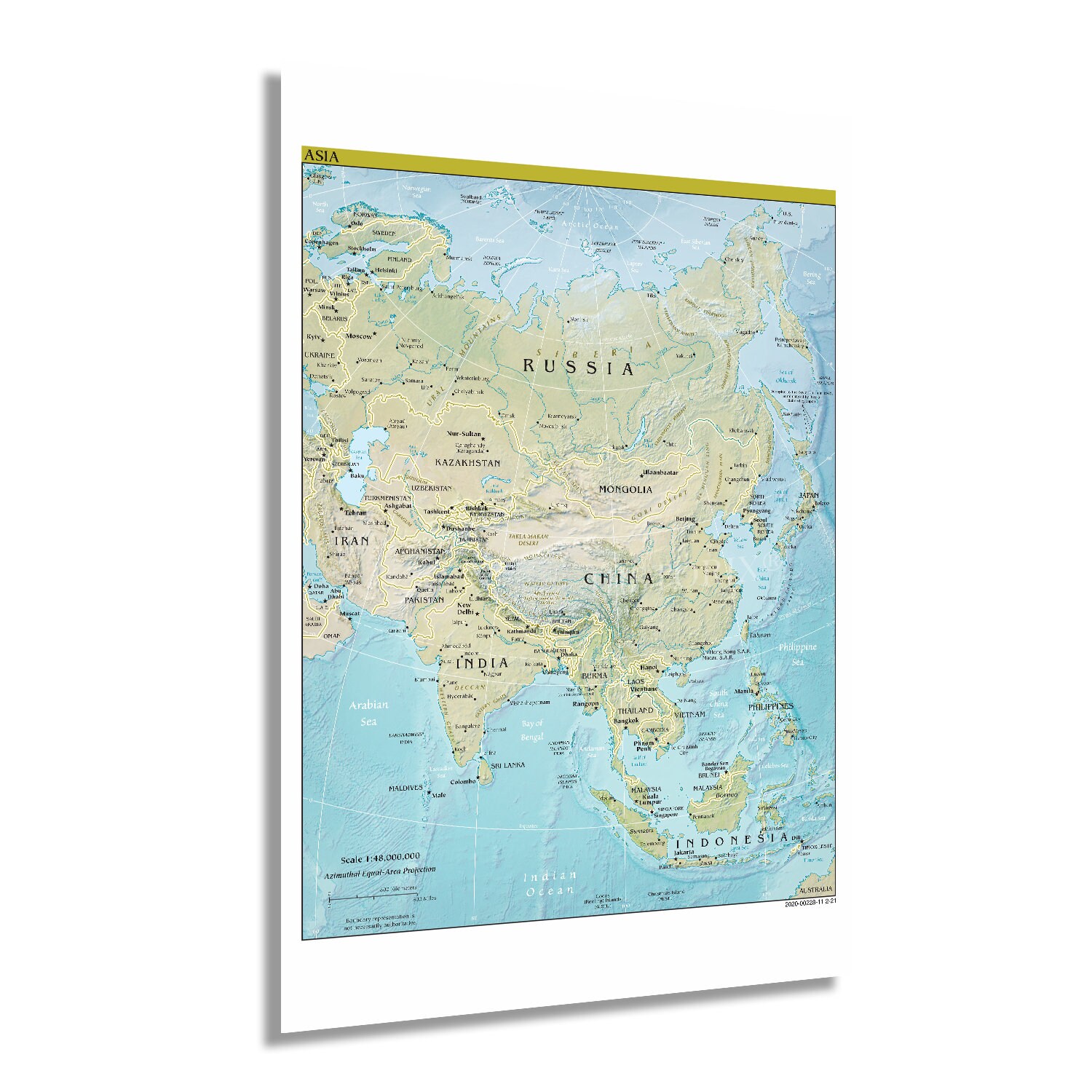 2021 Asia Map Countries of Asia Wall Map Map of Asia - Etsy