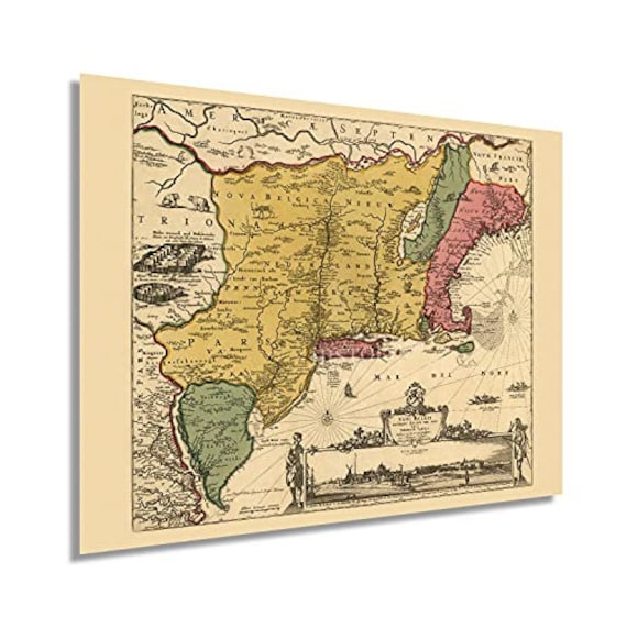 1690 Eastern United States Map Old Wall Map of New England - Etsy