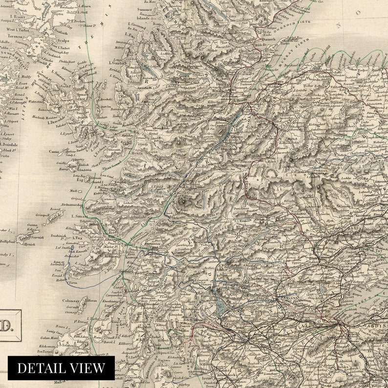 1855 Map of Scotland - Old Scotland Map - Historic Map of Edinburgh ...