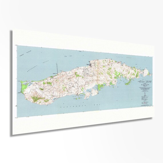 1951 Vieques Island Puerto Rico Map Puerto Rico Vintage Map | Etsy