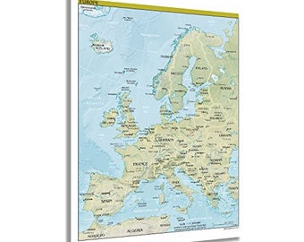 Europe Continent Map Wall Poster - Etsy