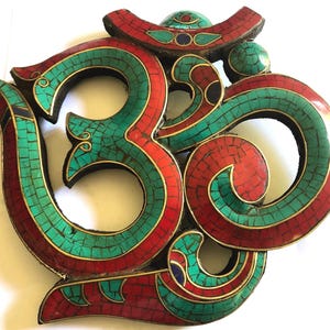 Inlaid Turquoise and Coral Om - Etsy