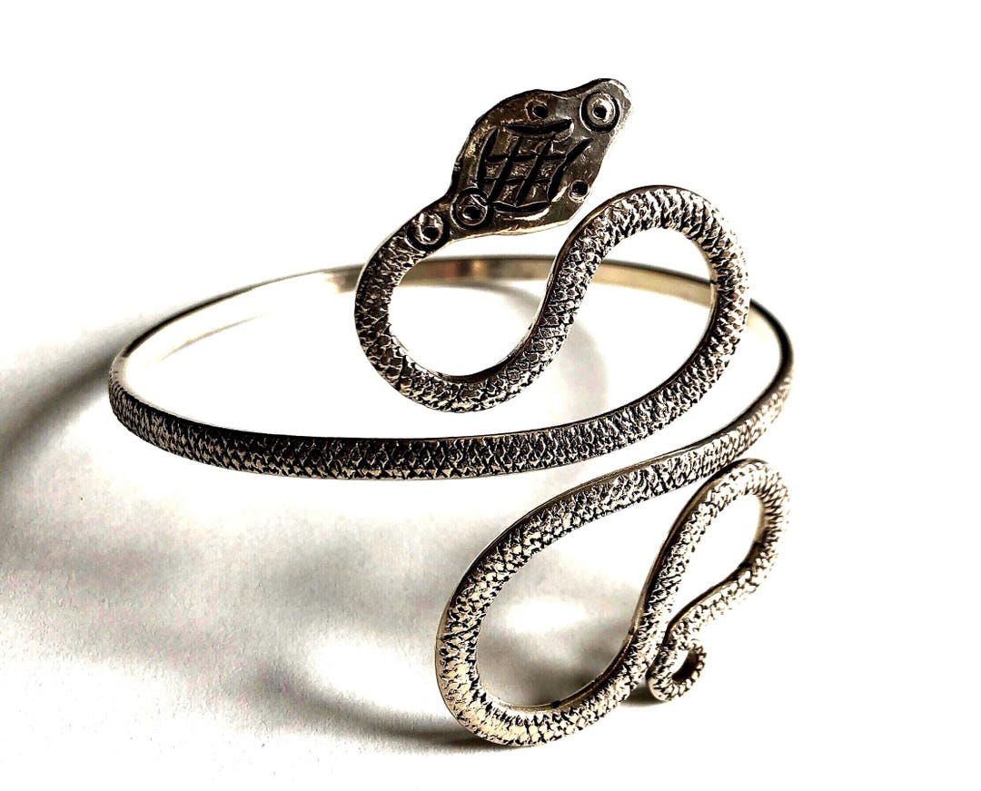 Handmade Silver Snake Arm Bracelet: Adjustable Upper Arm Cuff - Etsy