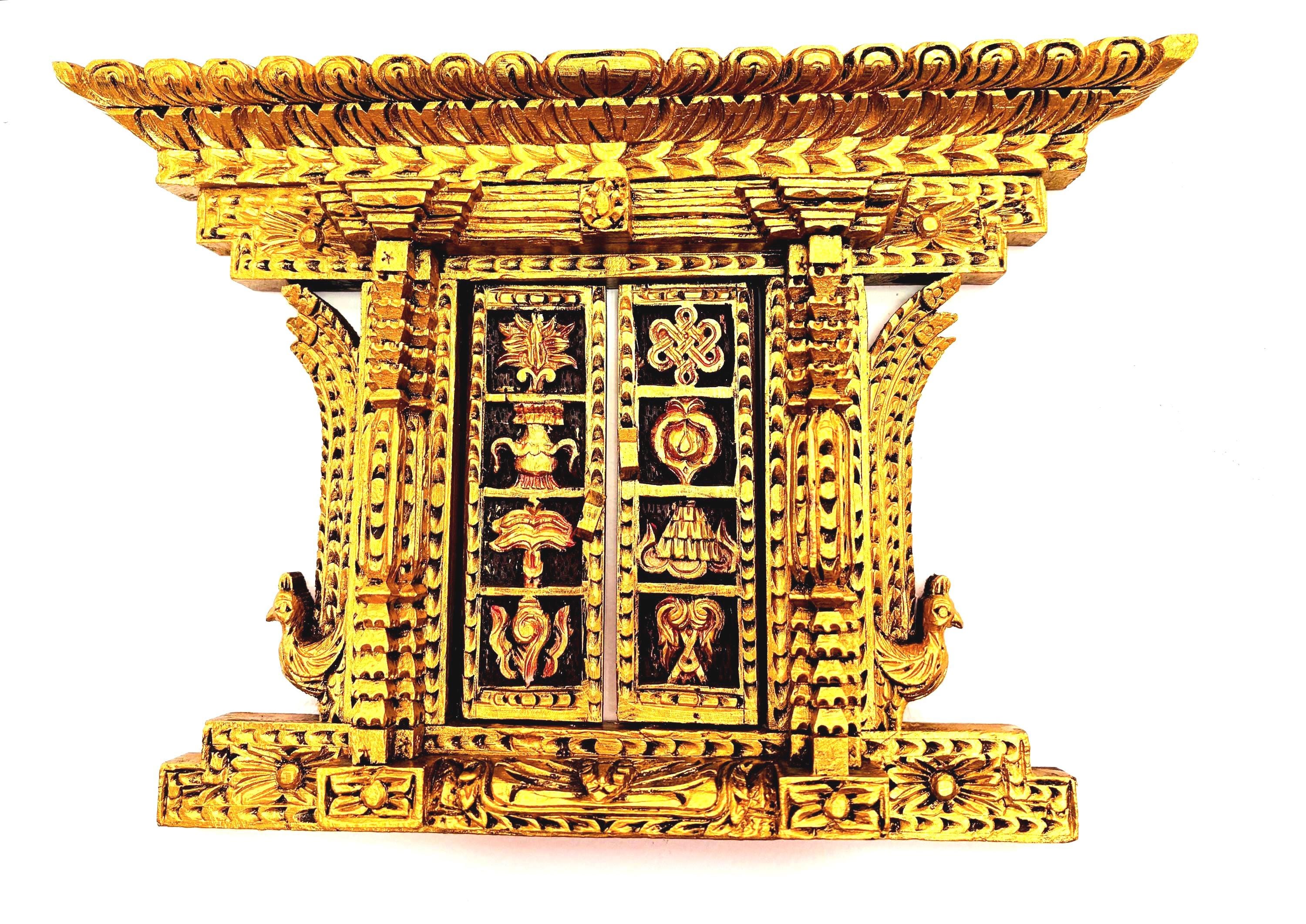 Hand Carved Wooden Golden Temple Window - Nepalese Craftsmanship - Etsy