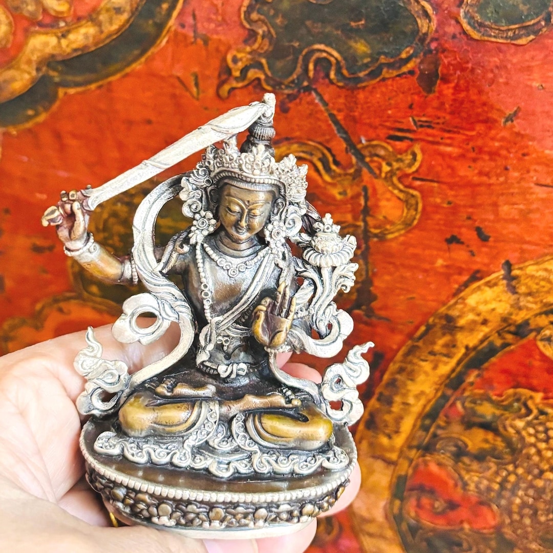 Tibetan Buddhist Statue, Manju Shiri , Meditating, Peaceful, Calming ...