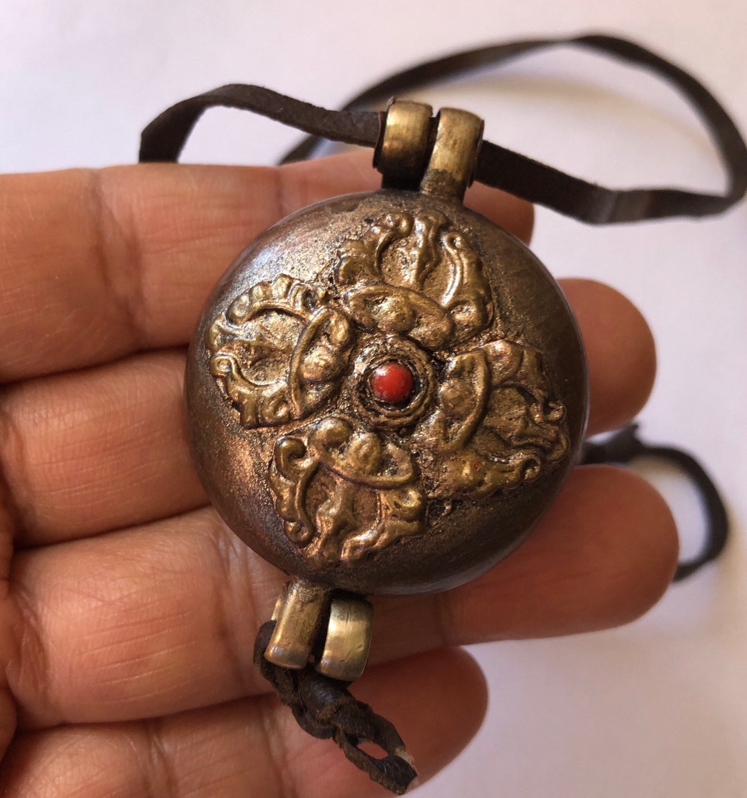 Tibetan Amulets Box, Copper Hand Made. Pendant, Amulet Storage ...