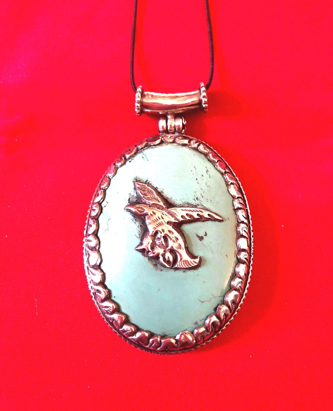Tibetan Turquoise Eagle Pendant: Handmade Silver Good Luck Charm - Etsy