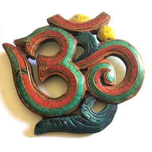 Inlaid Turquoise and Coral Om - Etsy