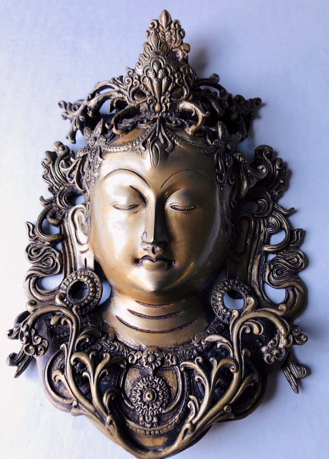 Handmade Beautiful Bronze Green Tara Mask/handmade/old and Used/unique ...