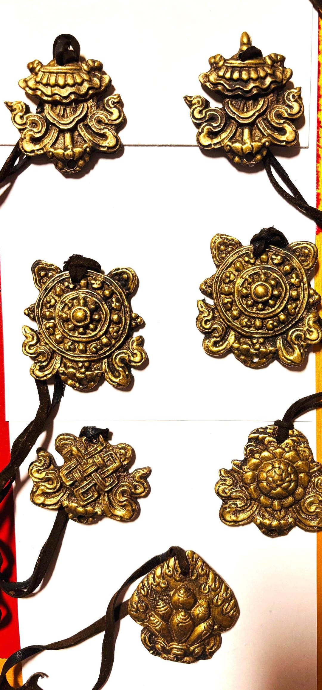 Handcrafted Bronze Auspicious Symbols: Tibetan Wall Hanging - Etsy