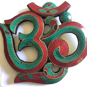 Inlaid Turquoise and Coral Om - Etsy