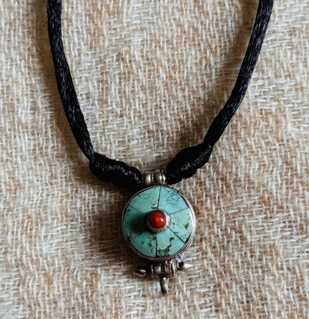 Tibetan Emulate Box, Gaue, Coral and Turquoise Prayer Box, Prayers ...