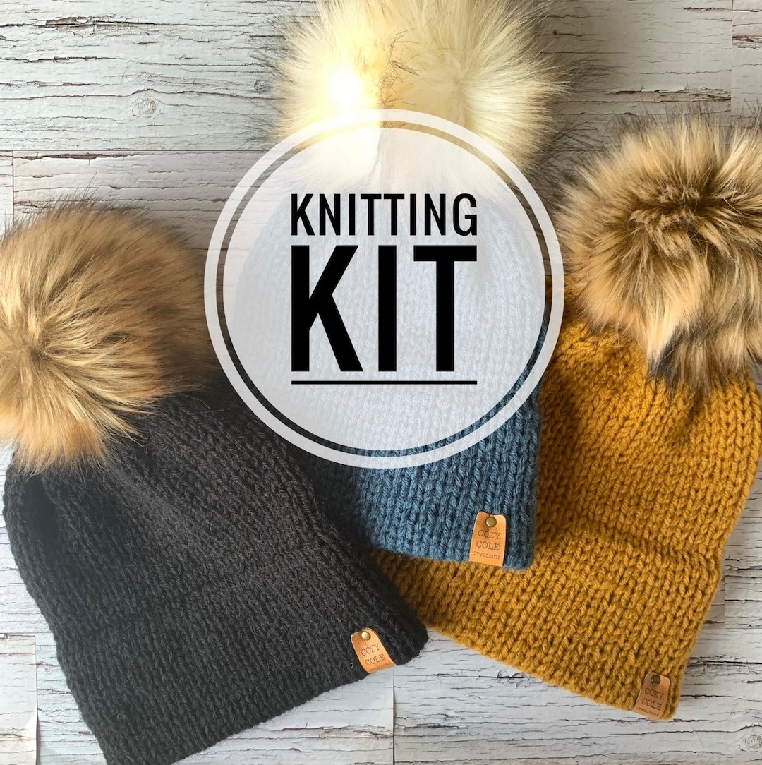 Cozy Knit Kit, BADEN BEANIE, Knitted Hat Kit, DIY Knit Kit, Knitting ...