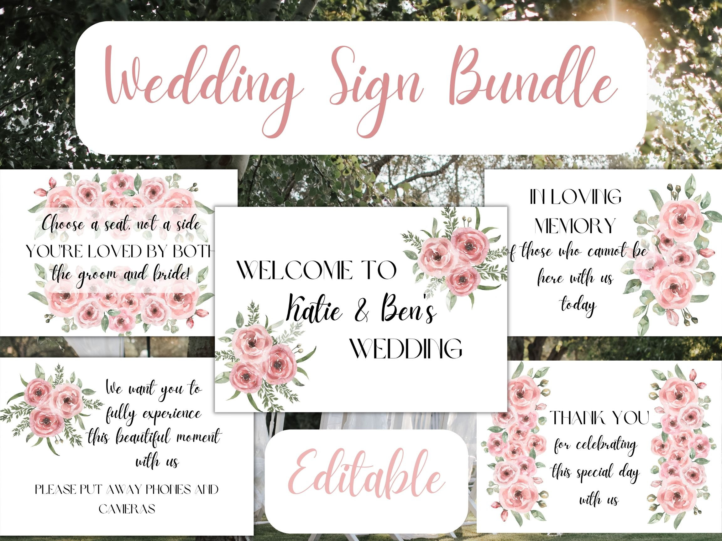 Wedding Sign Bundle - EDITABLE, DIGITAL DOWNLOAD - Etsy