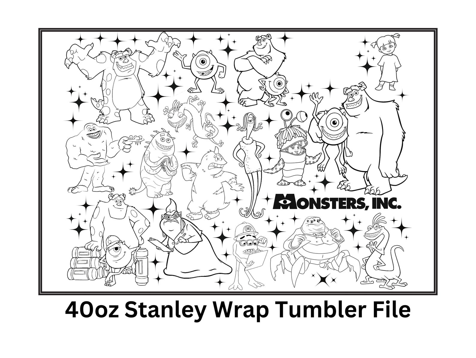 Monster's Inc 40oz Stanley Tumbler Wrap PNG and Lightburn DIGITAL FILE ...