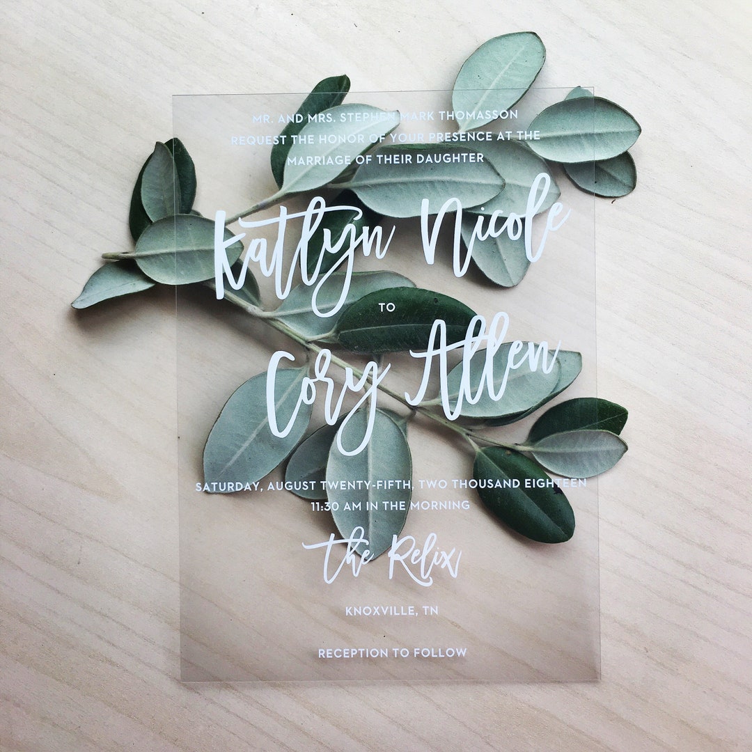 Clear Wedding Invitation. Vinyl Invitation. 5x7. Transparnet ...