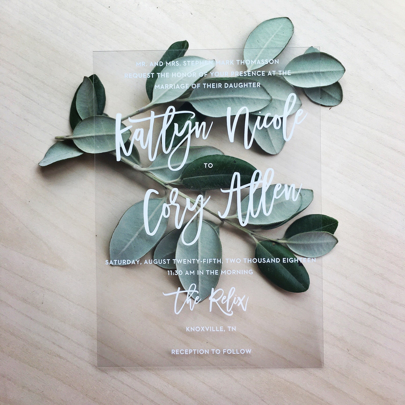 Clear Wedding Invitation. Vinyl Invitation. 5x7. Transparnet ...