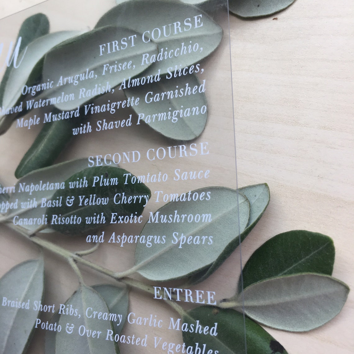 5x7 Clear Wedding Menu. Vinyl Invitation. Transparnet Invitations - Etsy