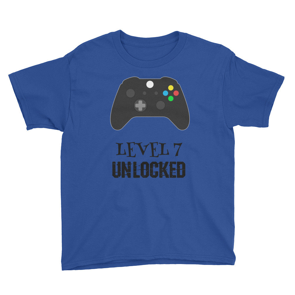 Level 7 Unlocked T-shirt / Youth Gamer Shirt / Seventh Birthday Party ...