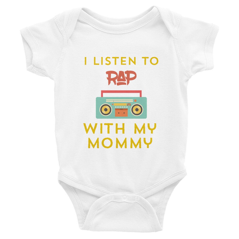 Listen to Rap With Mommy, Funny Baby Bodysuit, Funny Baby Outfit, Baby ...
