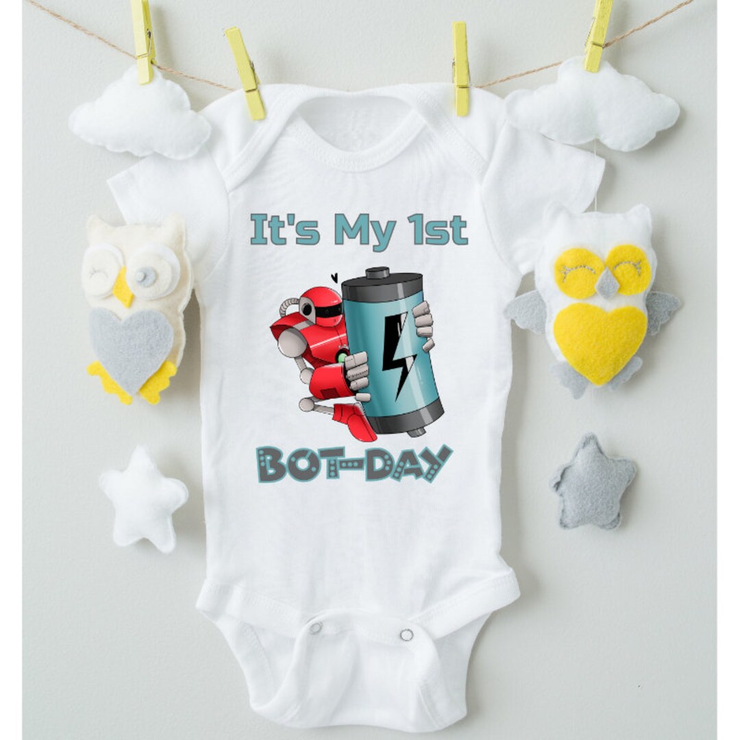 Cute It's My 1st Bot-day Bodysuit Baby Robot Batter - Etsy
