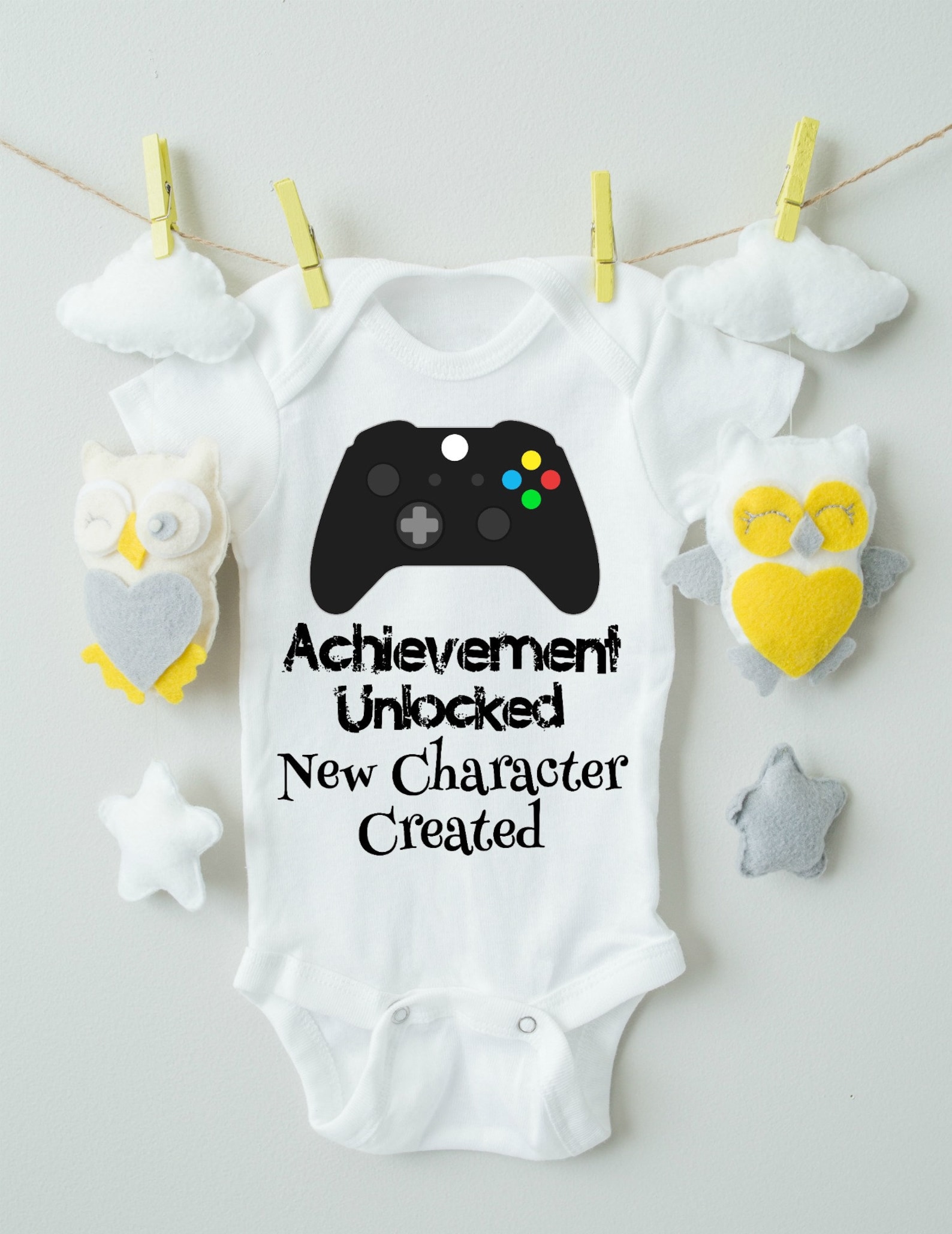 Baby Bodysuit, Video Game Bodysuit, Gamer Outfit, Achievement Unlocked ...