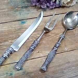 Vintage Carving Set by Silea Heavy Knife Fork and Serving | Etsy
