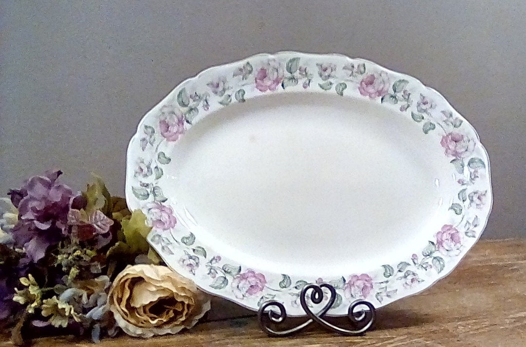 Vintage Large Porcelain Platter by Keystone Canonsburg, Queen's Rose ...