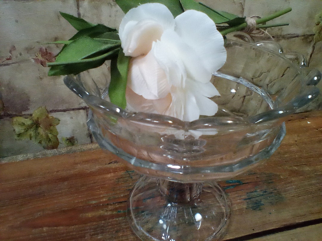 Vintage Pressed Glass Compote, 6 1/2" Tall and 7 1/2" Wide Pedestal ...