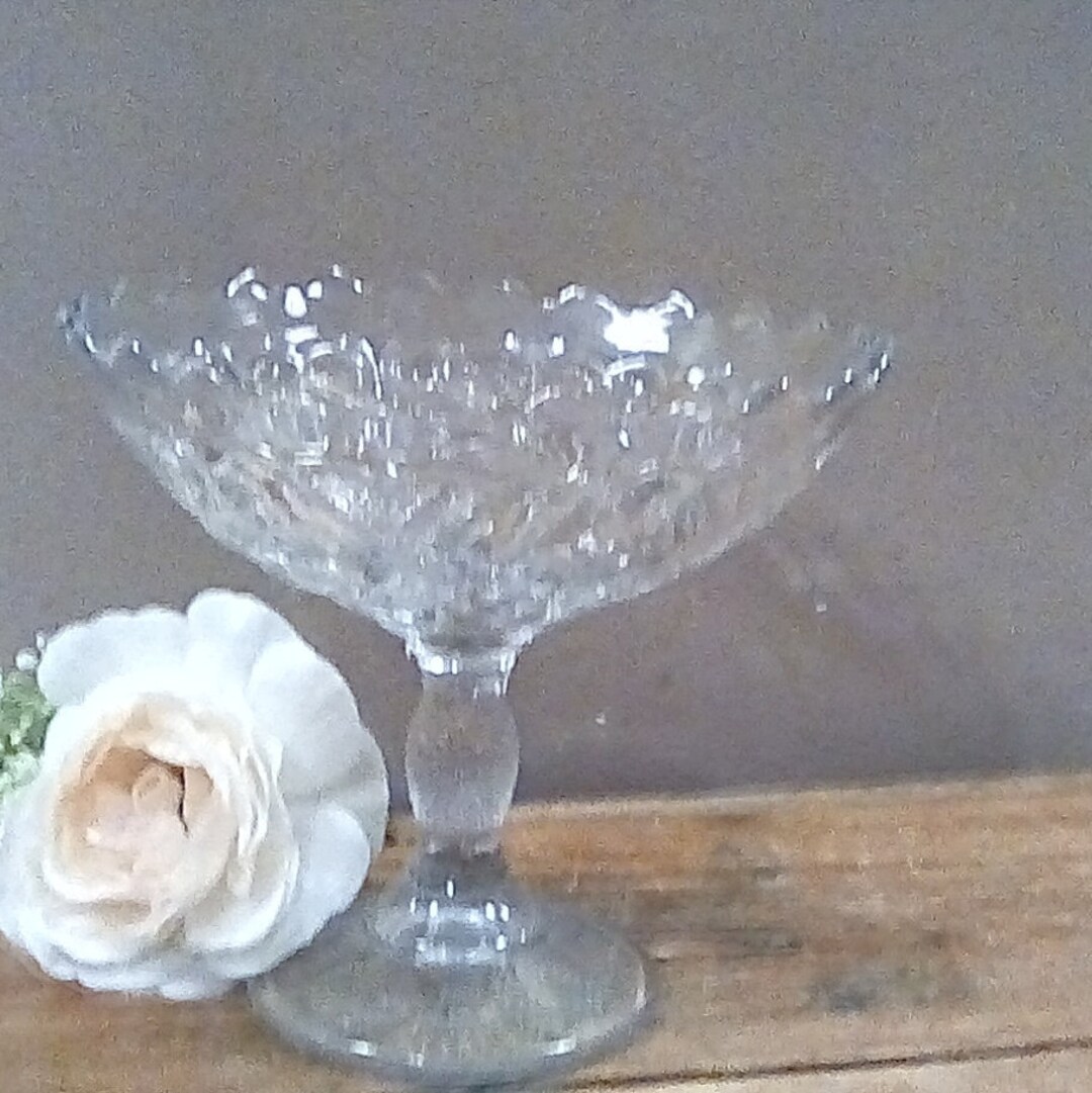 Vintage Compote, Pressed Glass Pedestal Bowl 7 12" Across and 6 1/2 ...