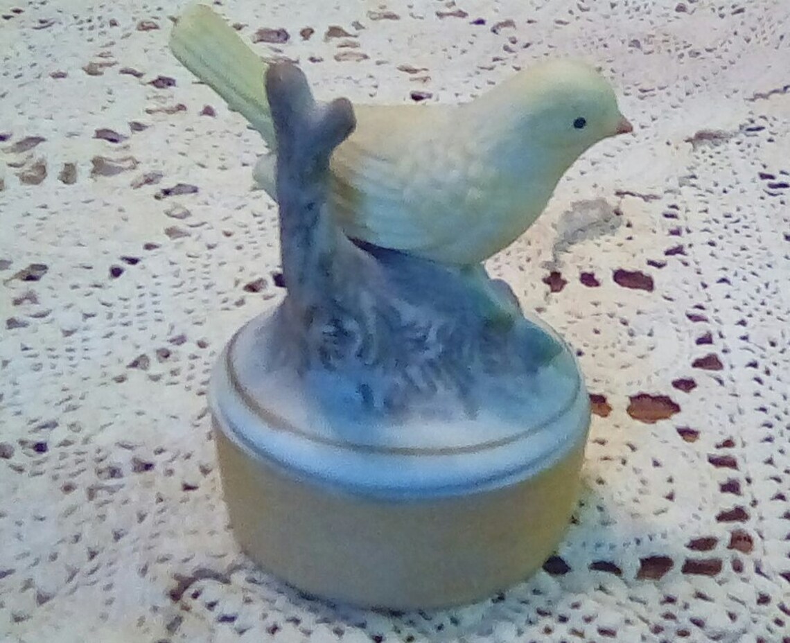 Porcelain Bird Trinket Boxes Bluejay Porcelain Yellow Bird | Etsy