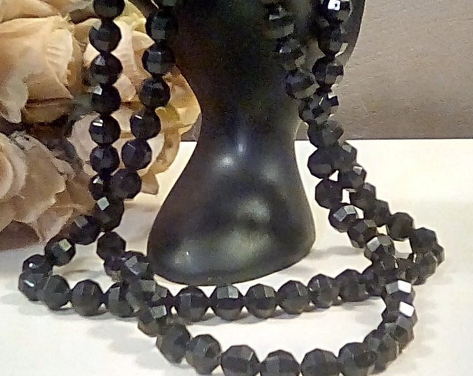 Vintage Jet Bead Necklace, Made in West Germany, 1950s Jet Black ...