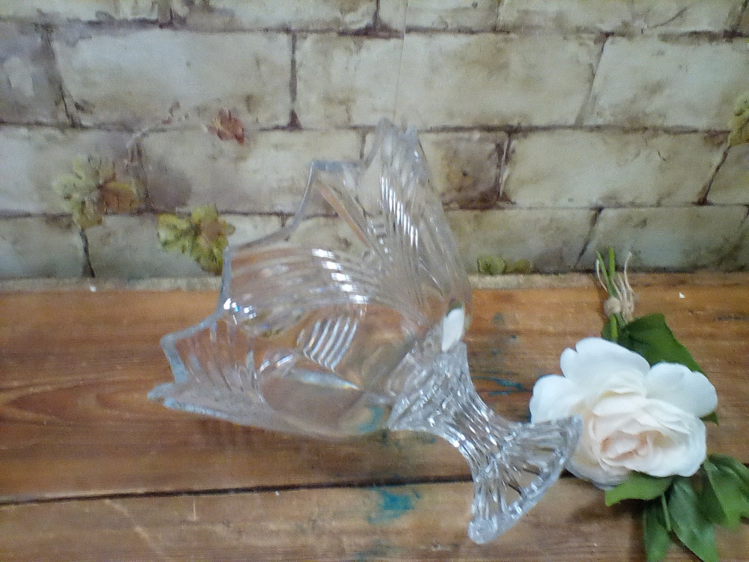 Vintage Pressed Glass Compote With Heavily Scalloped Rim and Unusual ...