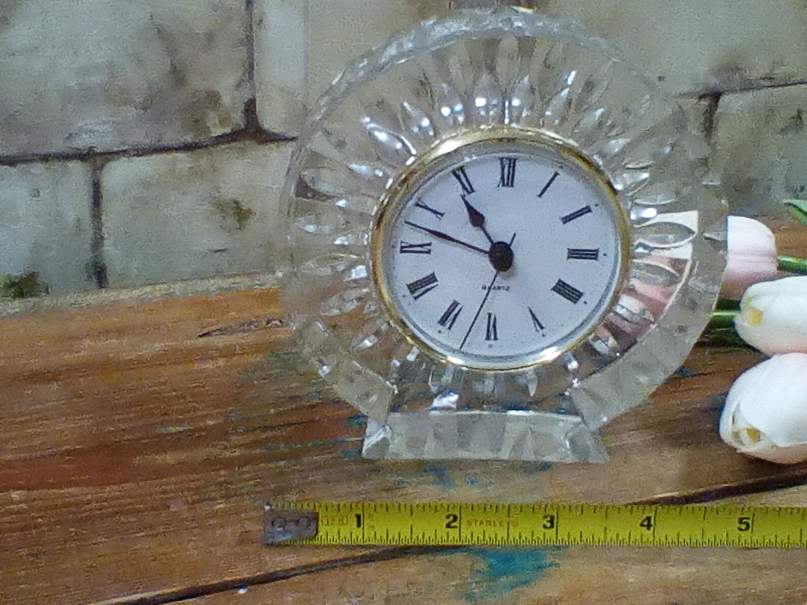 Vintage Crystal Clock Round Crystal Clock with White Face and | Etsy