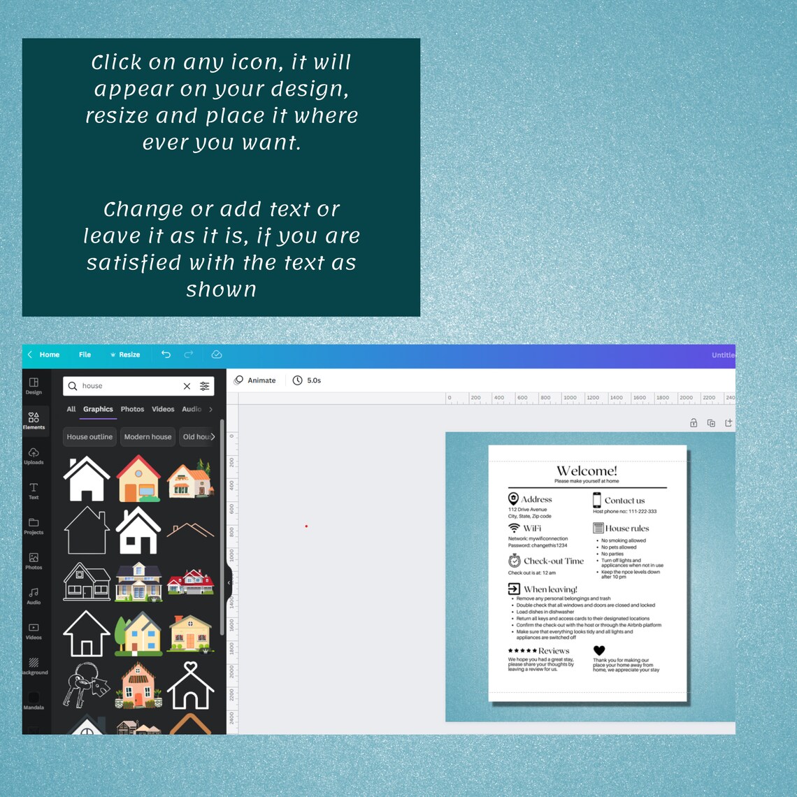 Airbnb Welcome Sign Template, Wifi Info Sheet, Edit in Canva, VRBO ...
