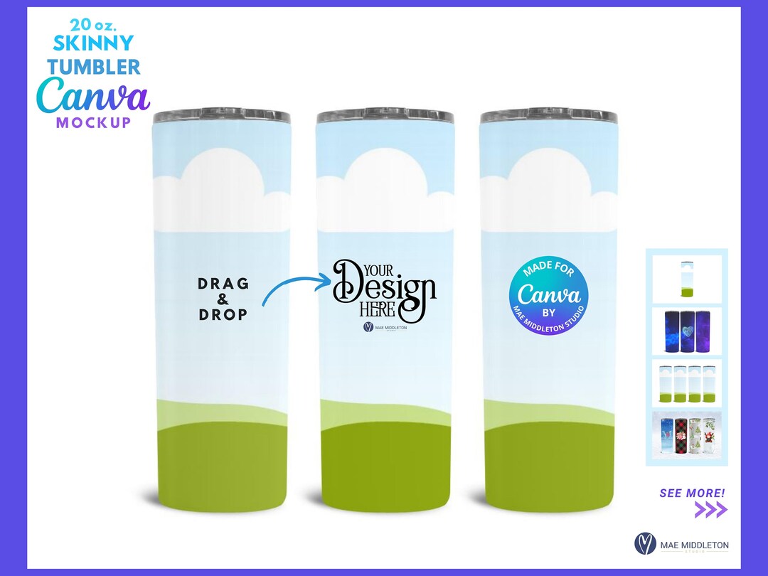 CANVA Mockup Templates for 20 Oz. Skinny Tumbler | Sublimation Mock-up ...
