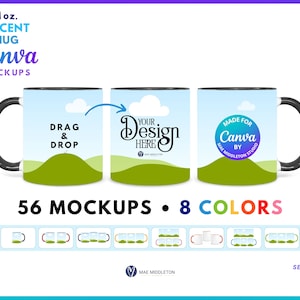 11 Oz. Accent Mug Mockups Bundle, CANVA Templates | Big Bundle of 56 ...