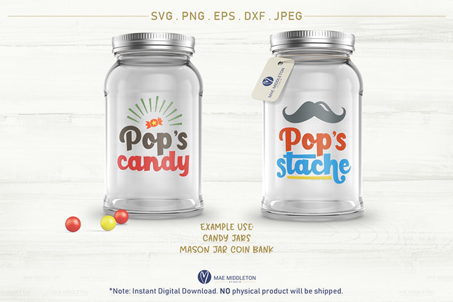 Pop's Stache, Pop's Candy Printables & Cuttable Files-svg, Jpg, Dxf ...