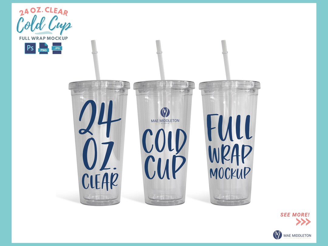 Clear Cold Cup Mockup | Full Wrap 24 Oz. Venti - Psd, Png, Jpg - Etsy