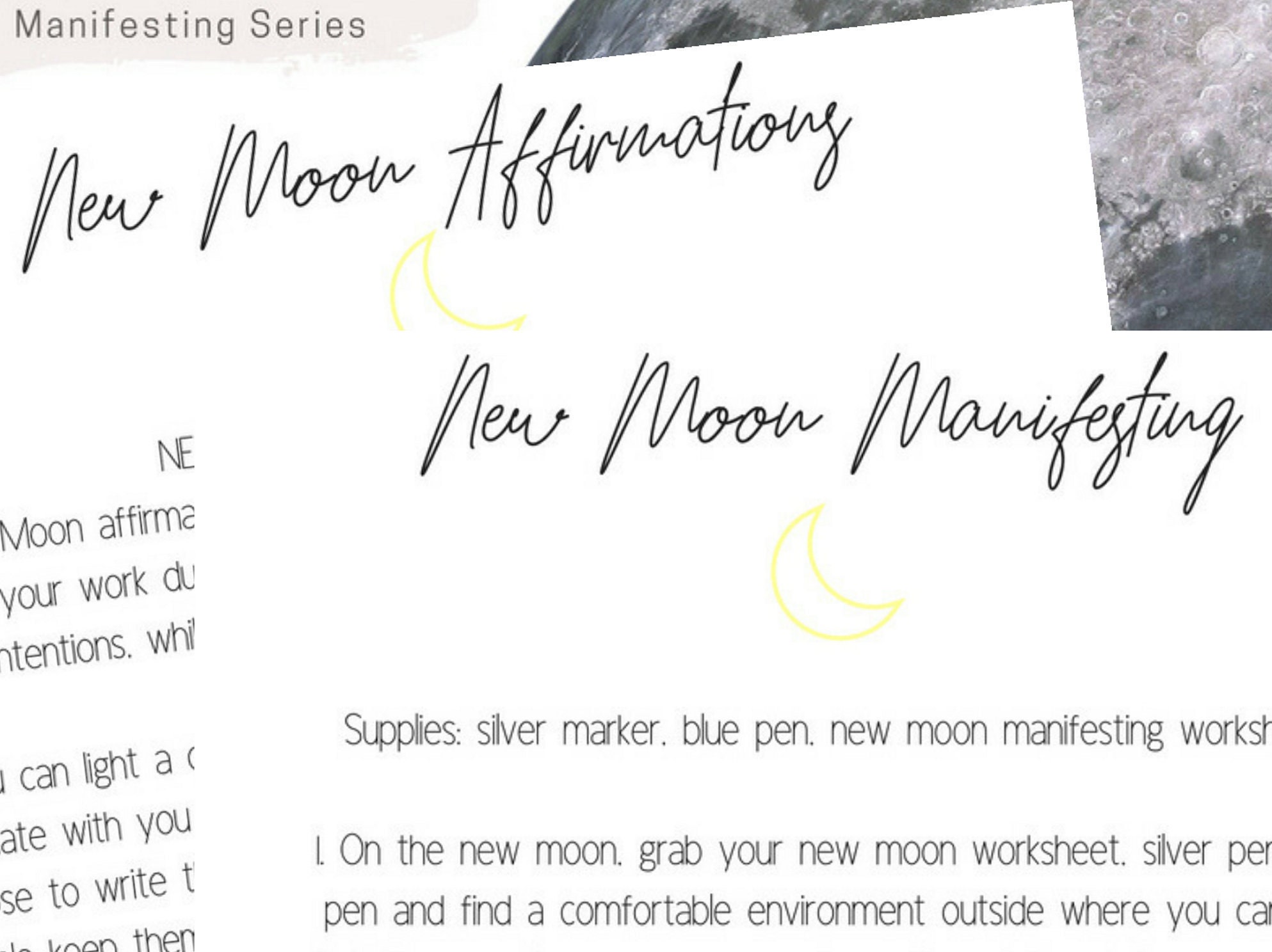 Full Moon, New Moon, Manifesting Printable, Digital Download, Goal ...