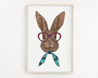 Bunny rabbit art | Etsy