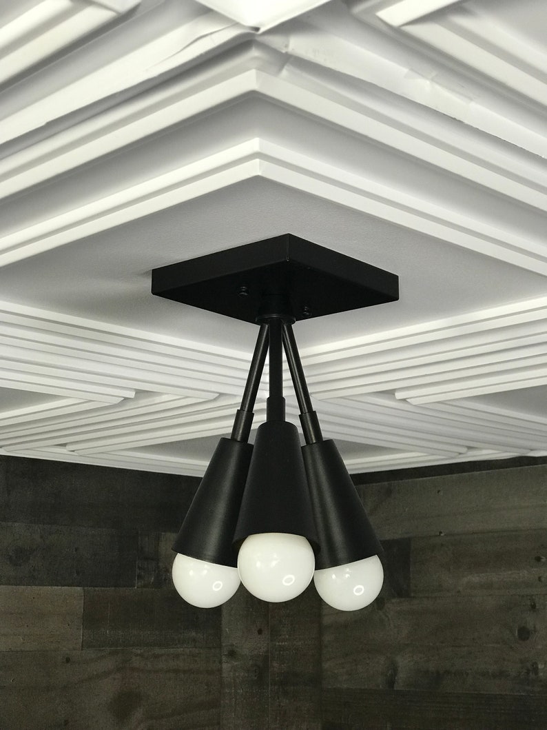 Theseus Modern 3 Cone Light Mid Century Semi Flush - Etsy