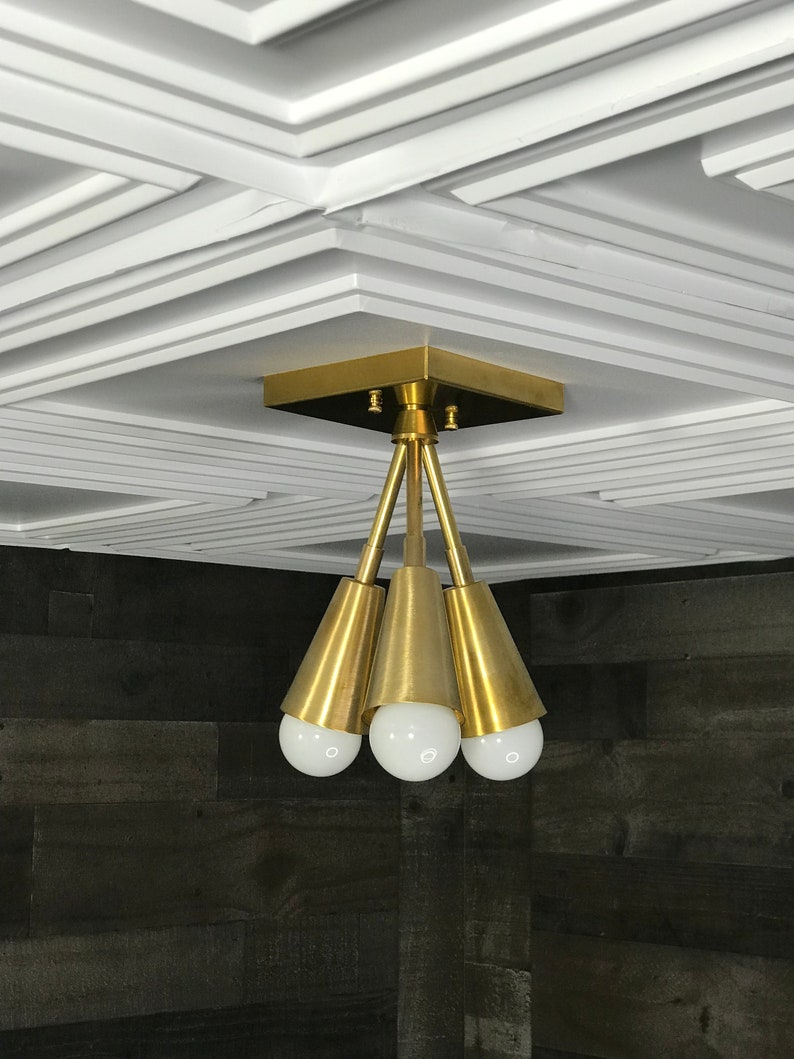 Theseus Modern 3 Cone Light Mid Century Semi Flush - Etsy