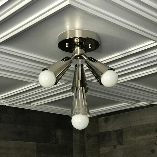 Theseus Modern 3 Cone Light Mid Century Semi Flush - Etsy