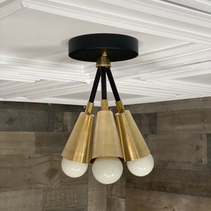 Theseus Modern 3 Cone Light Mid Century Semi Flush - Etsy