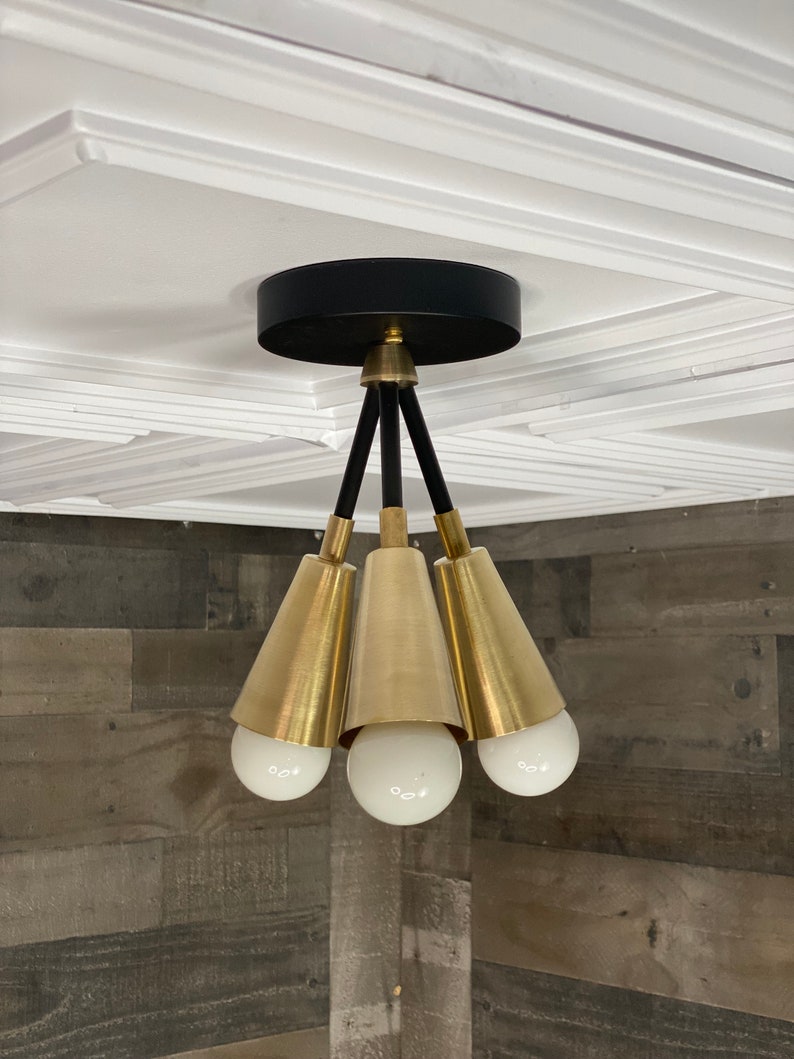 Theseus Modern 3 Cone Light Mid Century Semi Flush - Etsy