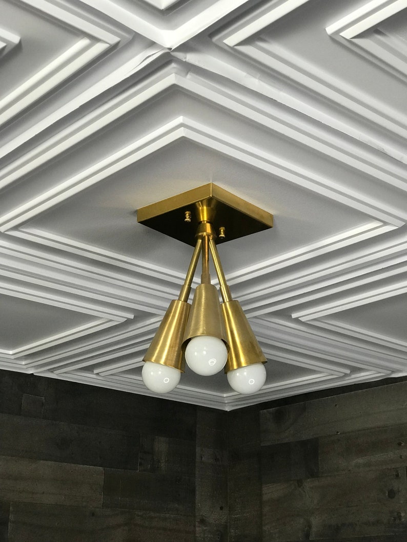 Theseus Modern 3 Cone Light Mid Century Semi Flush - Etsy