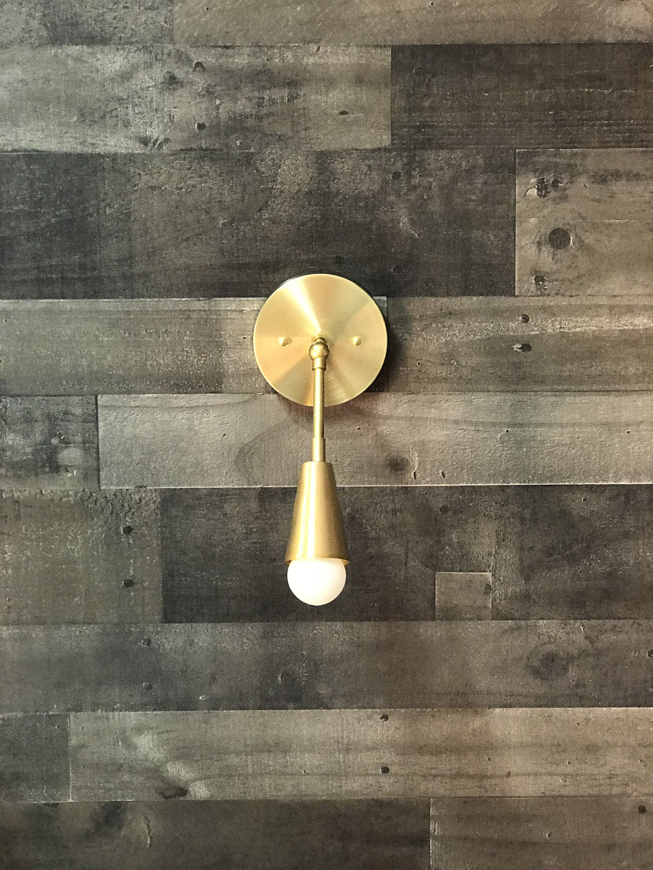 Coruscate Gold Raw Brass Single Cone Light Adjustable Wall Sconce ...
