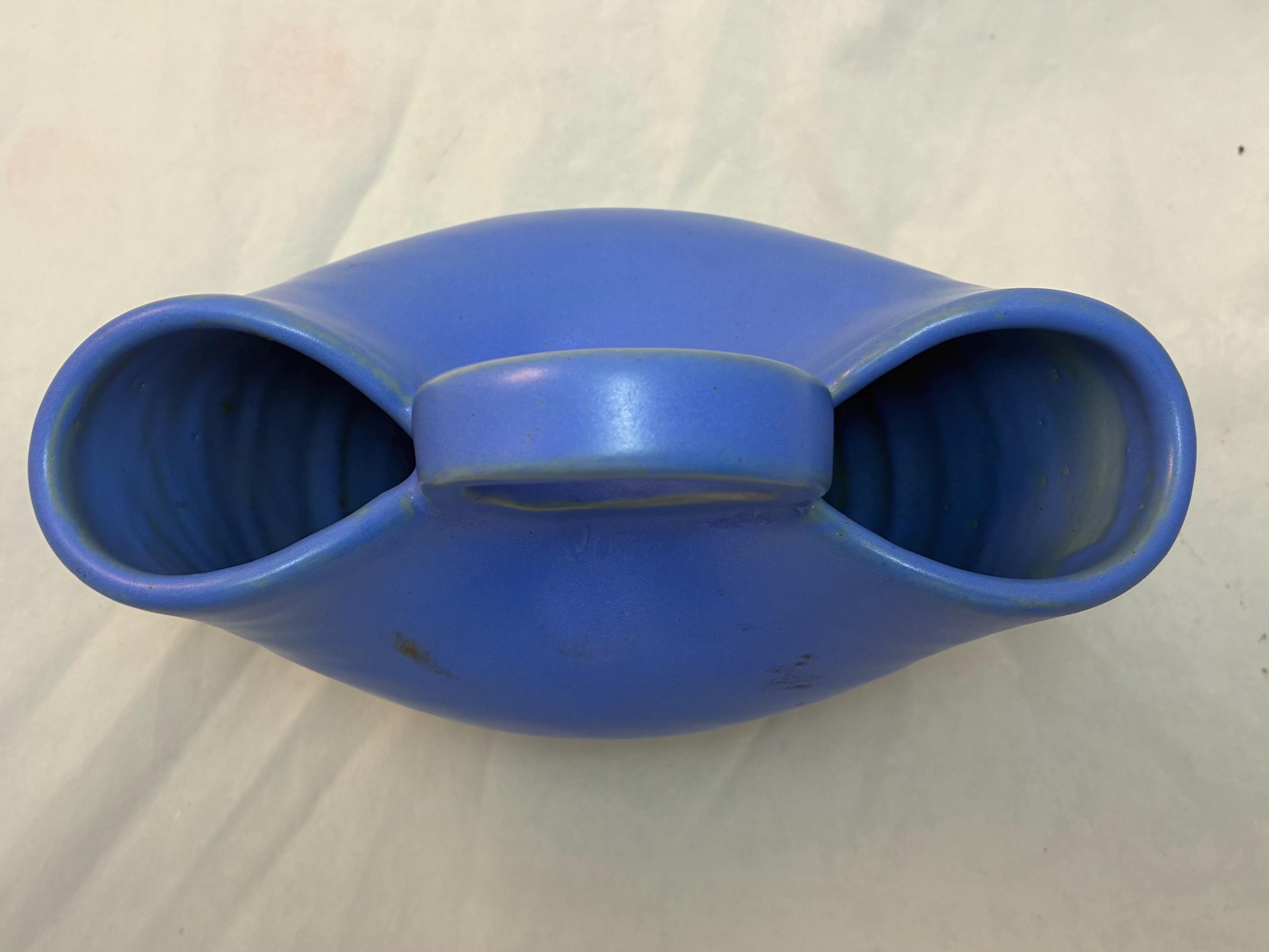 Mid Century Modern Kentucky Pottery Vase: Matte Blue Wedding Style ...